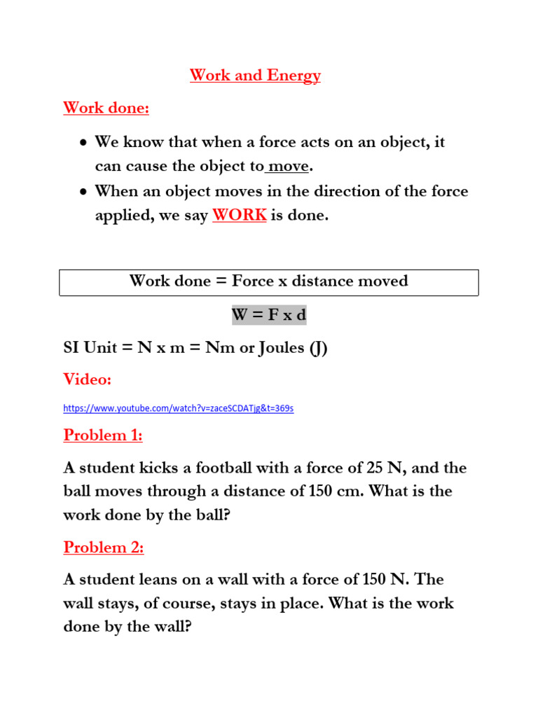 Understanding Work and Energy Concepts | PDF