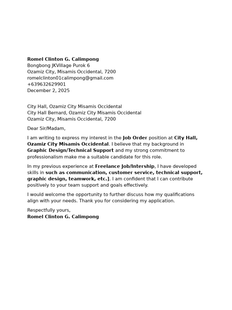 Application Letter 1 | PDF