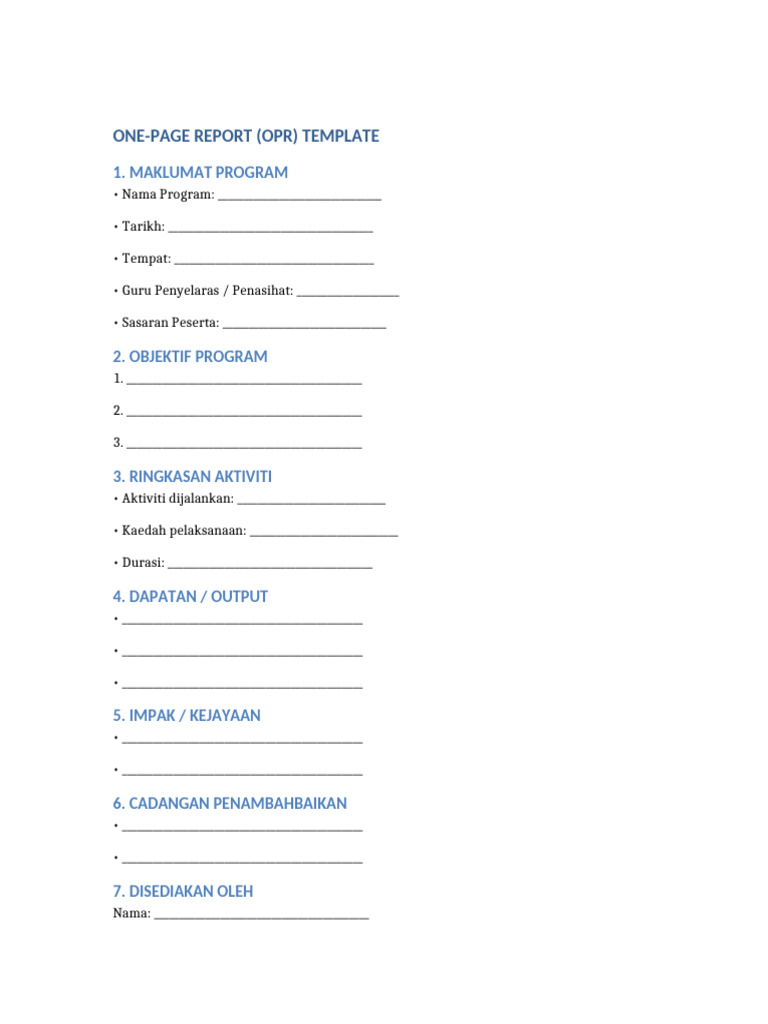 One Page Report Template | PDF
