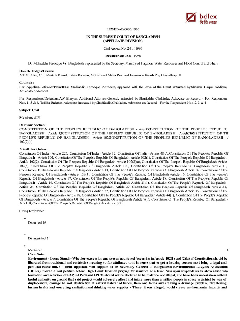 Supreme Court Ruling on Environmental Law | PDF | Standing (Law ...