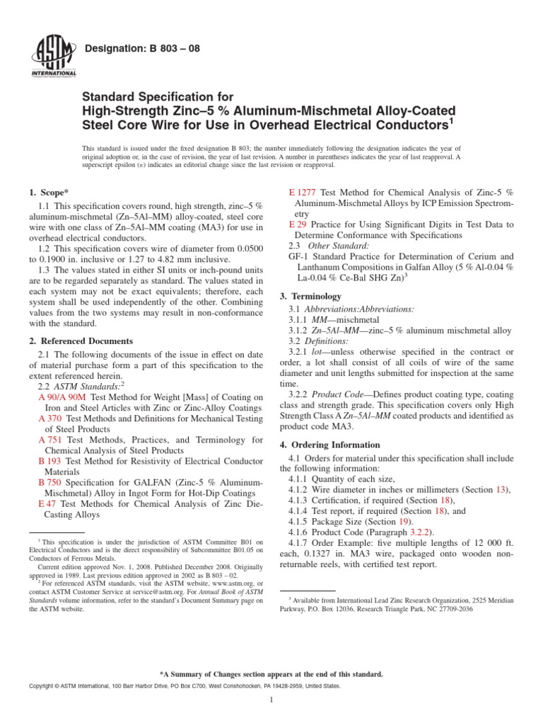 High-Strength Zinc-Aluminum Coated Wire | PDF | Engineering Tolerance ...