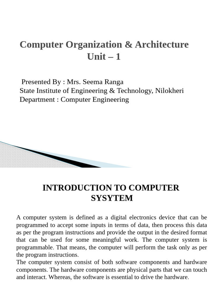 Computer Organization & Architecture Basics | PDF | Central Processing ...