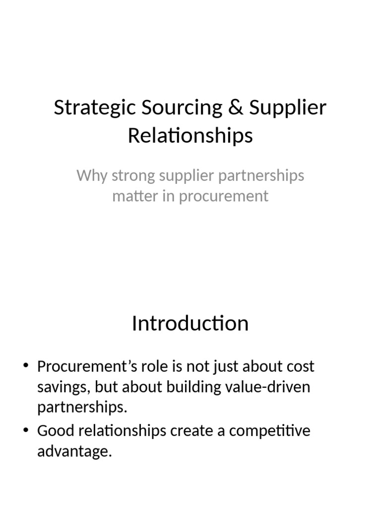 Importance of Supplier Relationships | PDF | Innovation | Supply Chain