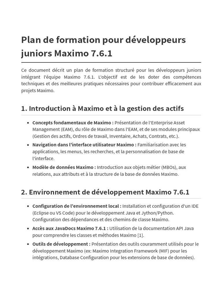 Plan Formation Junior Maximo 761 | PDF | Java (Langage de programmation ...