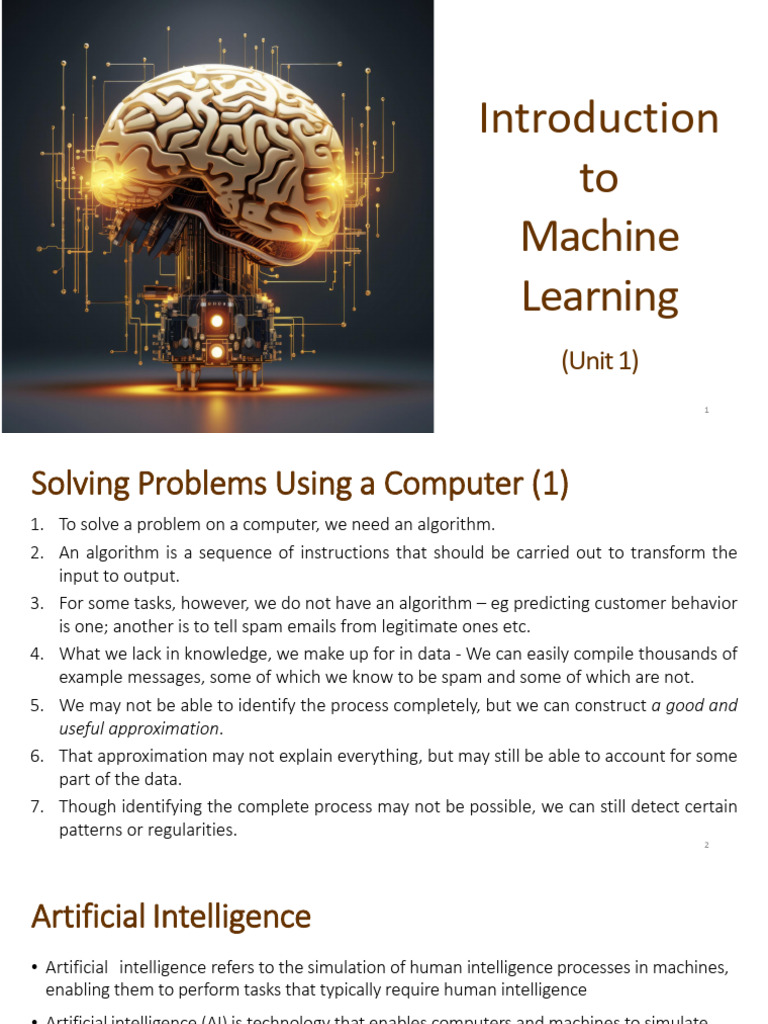 ML Unit-1 | PDF | Machine Learning | Artificial Intelligence