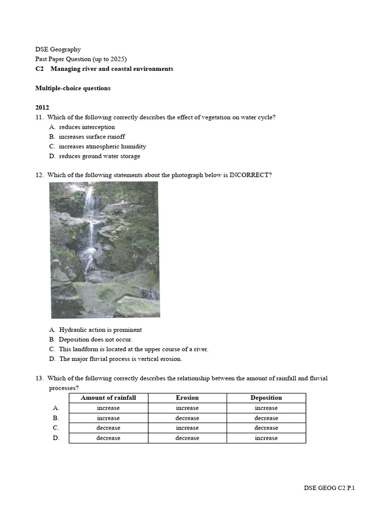 DSE Geography C2 Past Paper Questions | PDF | Erosion | River