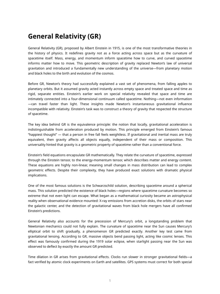 Physics Doc 5 Cosmology | PDF | General Relativity | Gravity