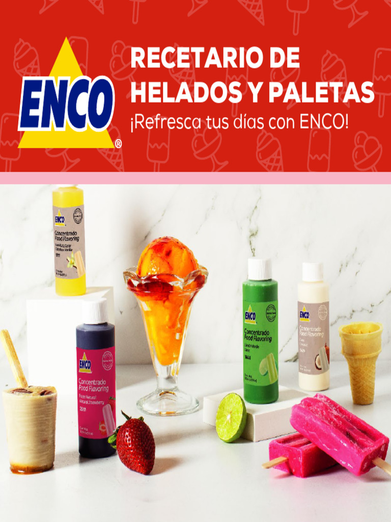 Recetario Helados ENCO 2024 2 Hojas | PDF | Helado | Leche