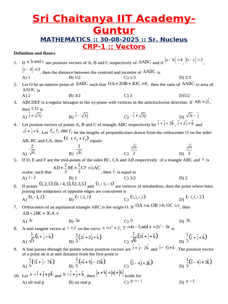 CRP-1 Vectors 30-08-25 Sr.nucleus With Key H and S | PDF | Triangle ...