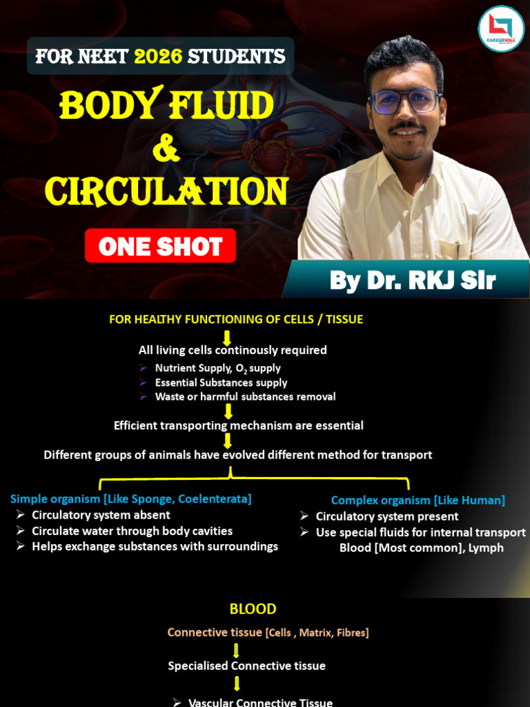 Body Fluids and Circulation for NEET 2026 | PDF | Heart Valve | Heart