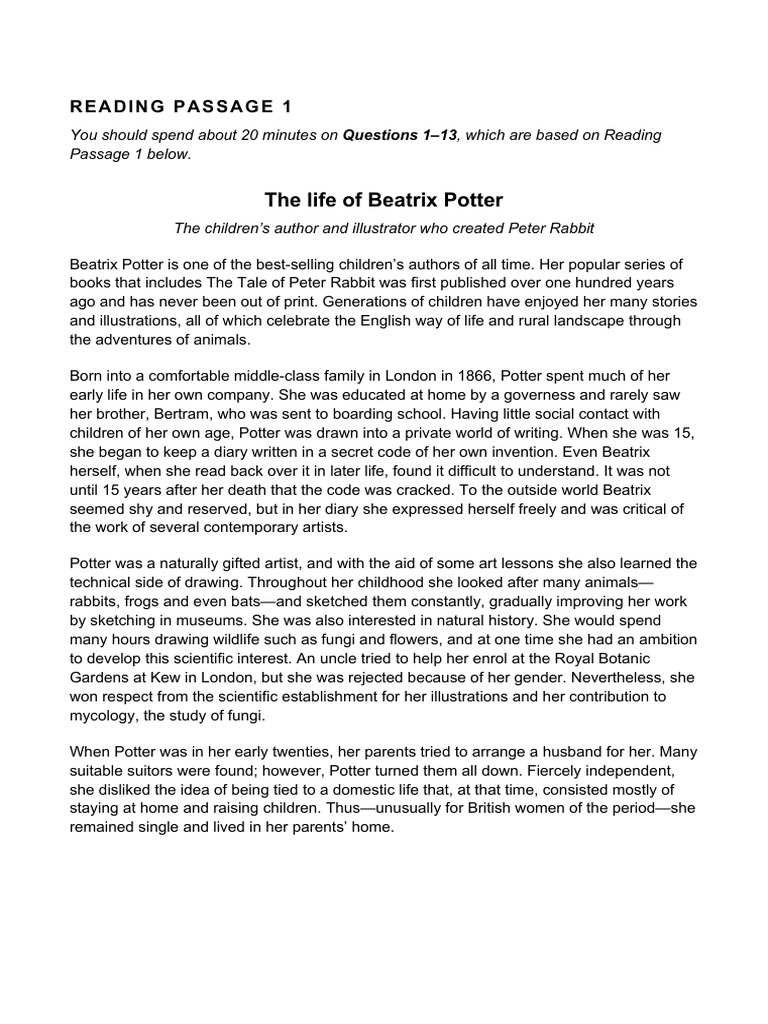 Beatrix Potter: Life and Legacy | PDF | Beatrix Potter