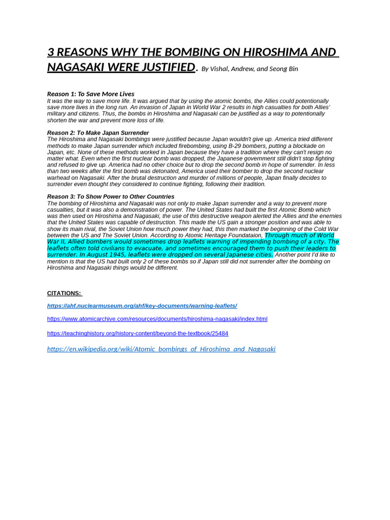 3 Reasons Why the Bombings on Hiroshima and Nagasaki Were Justified ...