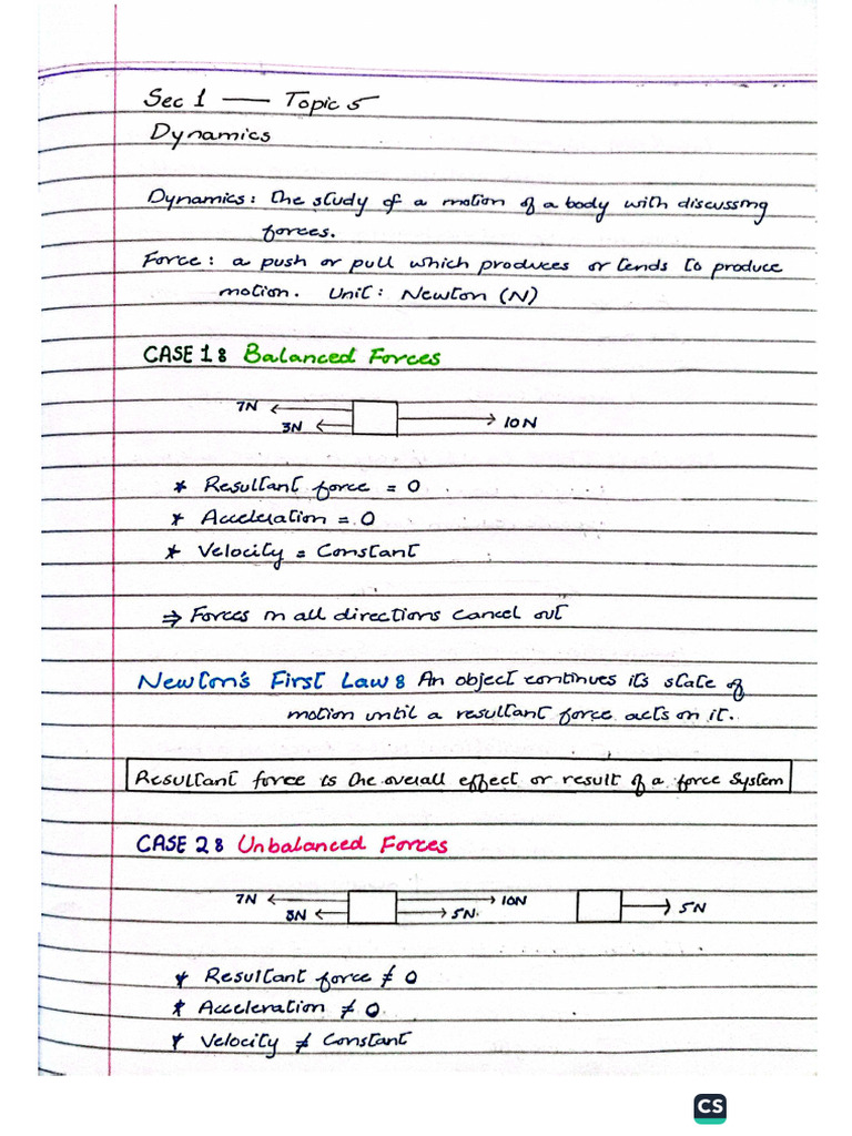 Physics Topic 5 (Dynamics) | PDF