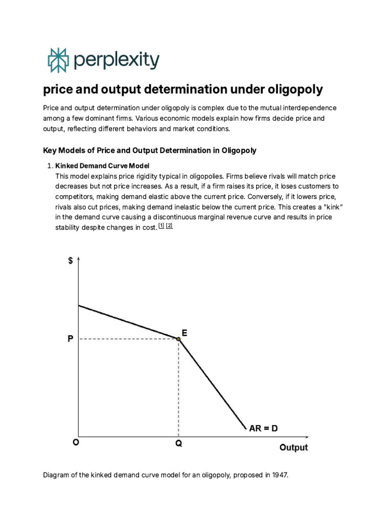 Oligopoly Price and Output Models Explained | PDF | Oligopoly | Demand
