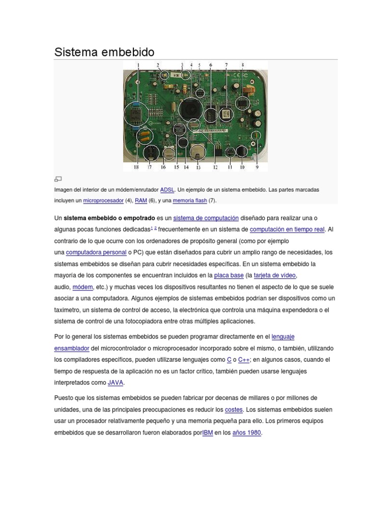 Sistema Embebido | PDF | Sistema Integrado | Microcontrolador