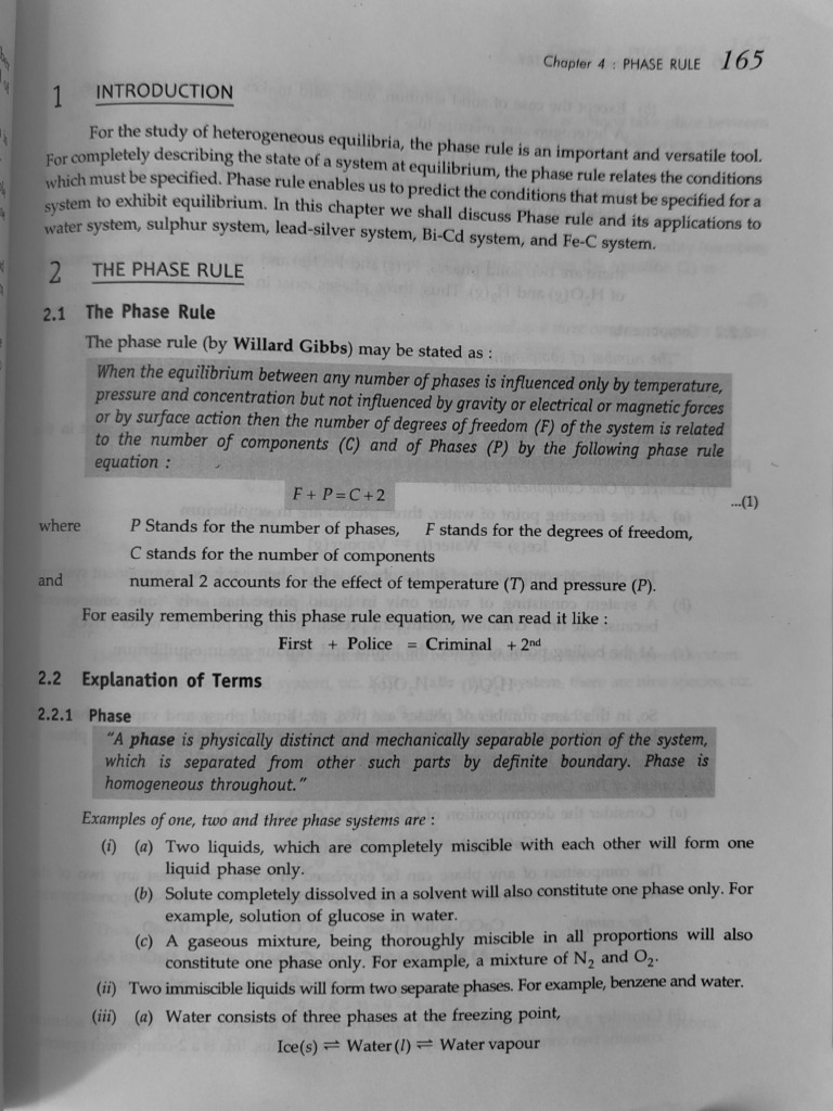 AC Unit 2 Phase Rule(Shashi Chawla Book) | PDF | Phase Rule | Phase ...