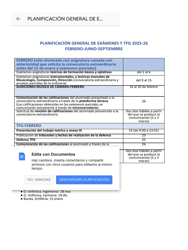 Exámenes y TFG 2025-26: Calendario Detallado | PDF