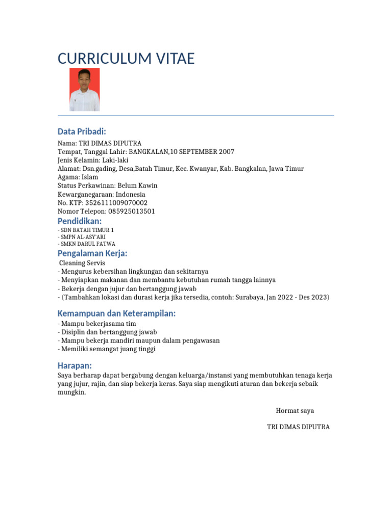 Cv_tri Dimas Diputra] | PDF