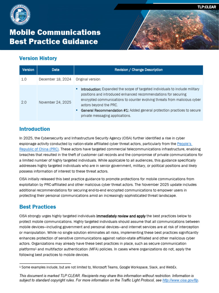 Guidance Mobile Communications Best Practices 20251124 508c | PDF ...