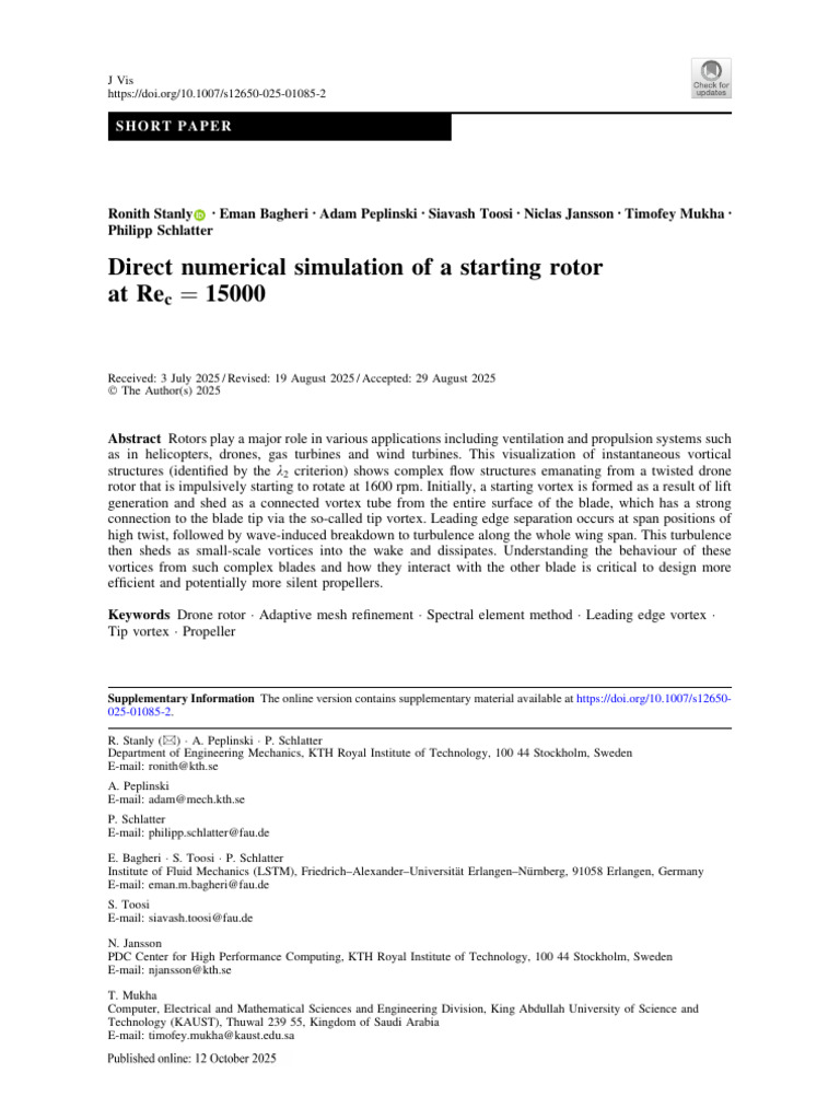 Direct Numerical Simulation of A Starting Rotor at | PDF | Vortices ...