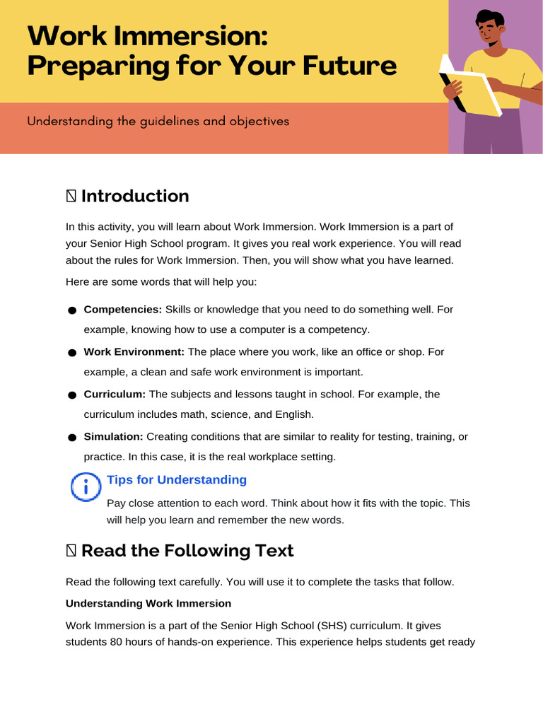 Understanding Work Immersion in SHS | PDF | Curriculum | Human ...