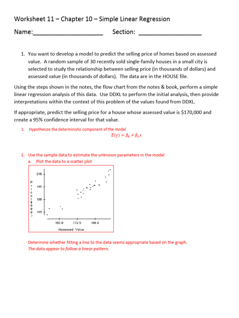 Simple Linear Regression for Home Prices | PDF | Regression Analysis ...