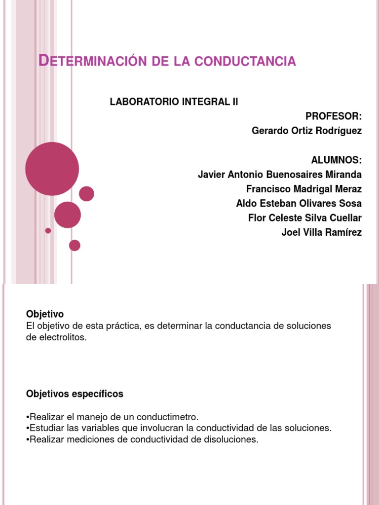 Determinación de la conductancia | Electrólito | Resistividad Eléctrica ...