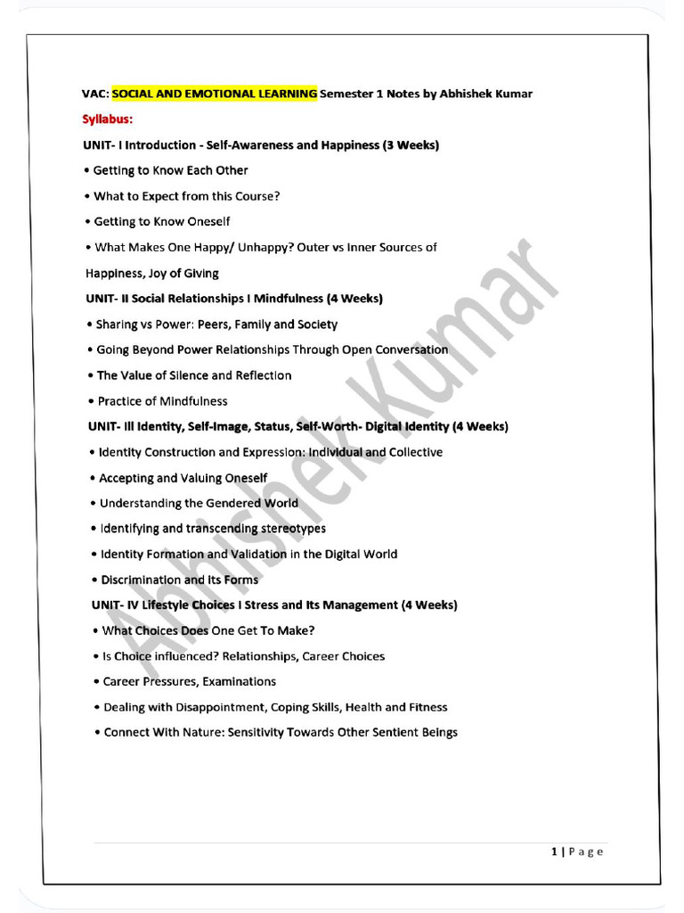 Social and Emotional Learning Notes | PDF