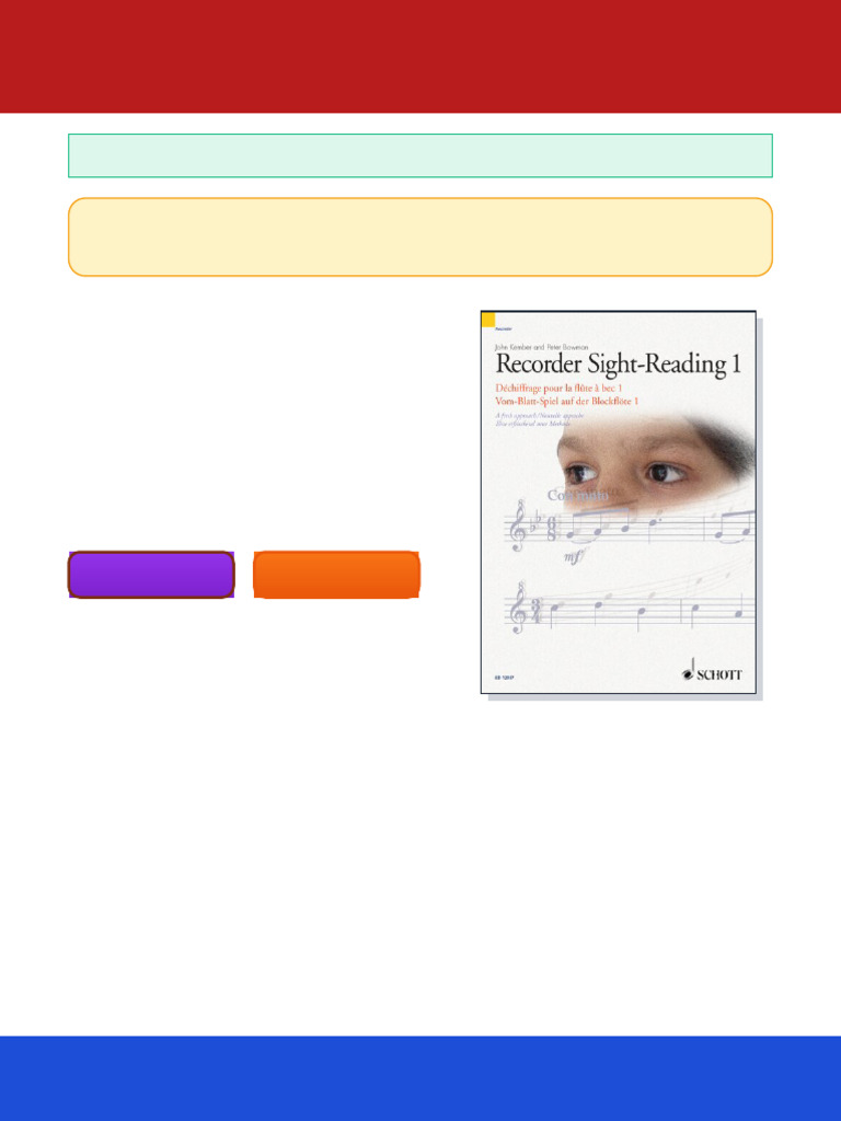 Recorder Sight Reading 1 A fresh approach Schott Sight Reading Series ...