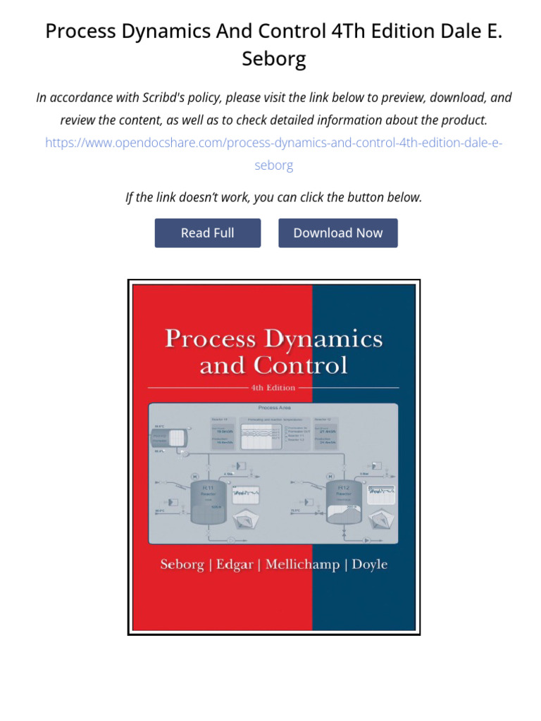 Process Dynamics and Control 4th Edition Dale E. Seborg | PDF | Control ...