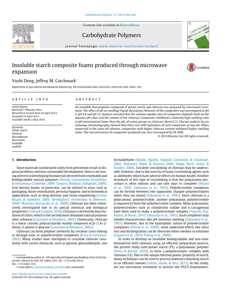 Microwave-Processed Starch-Chitosan Foams | PDF | Biopolymer | Starch