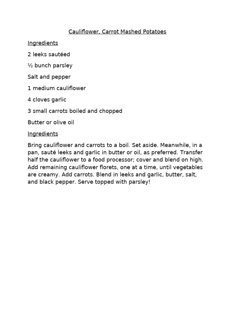 Cauliflower Mashed Potatoes | PDF