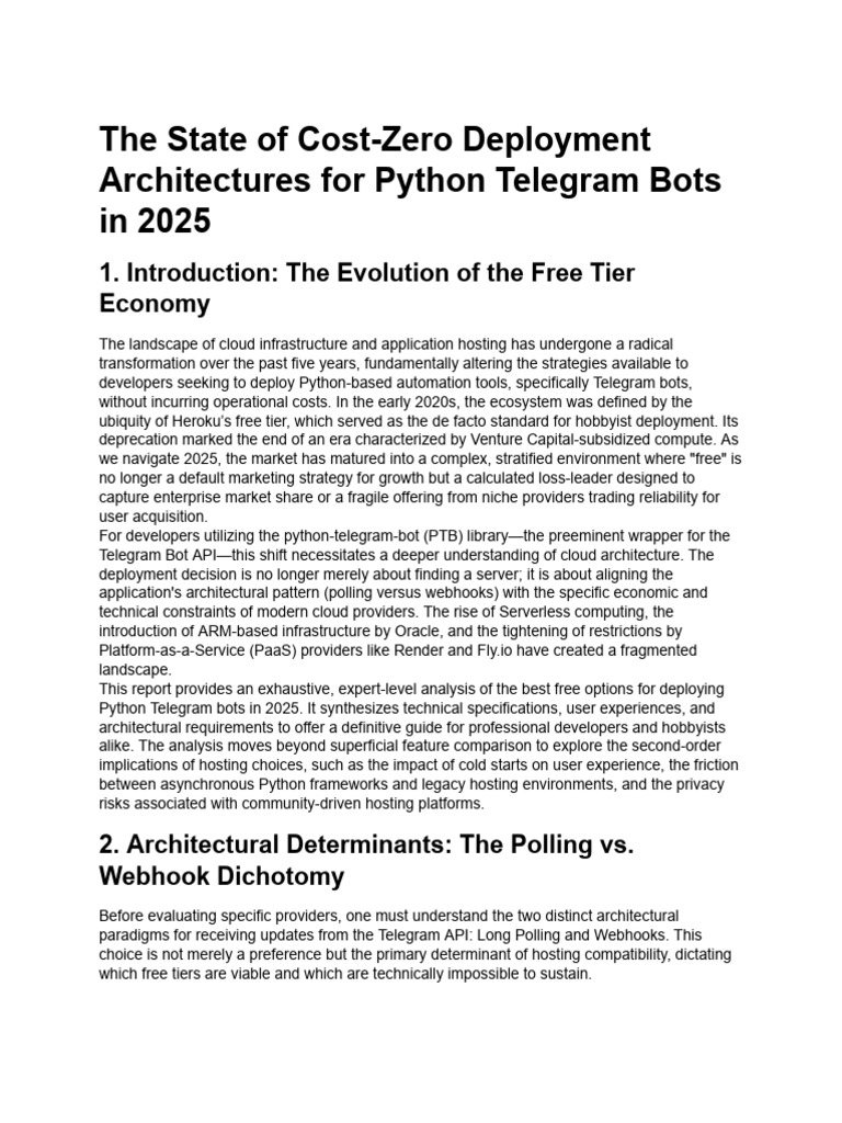 Free Python Telegram Bot Deployment Options | PDF | Cloud Computing ...