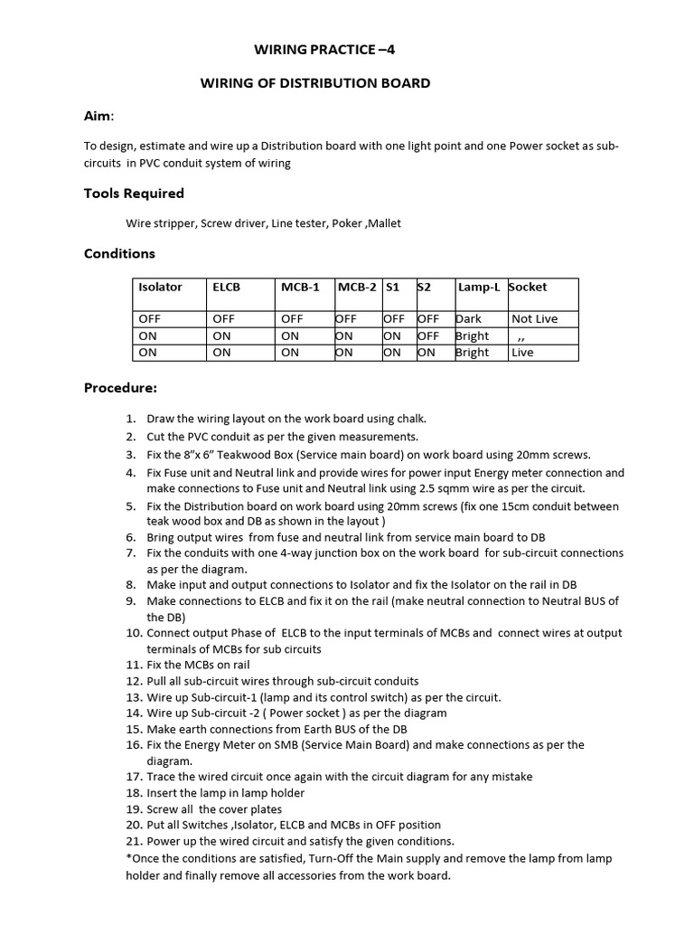 Distribution Board Wiring Guide | PDF | Fuse (Electrical) | Electrical ...