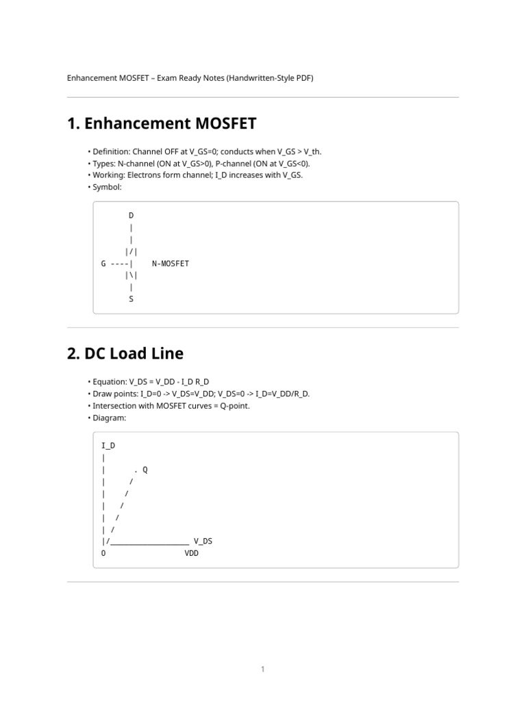 EC Unit 1 Notes | PDF | Mosfet | Field Effect Transistor