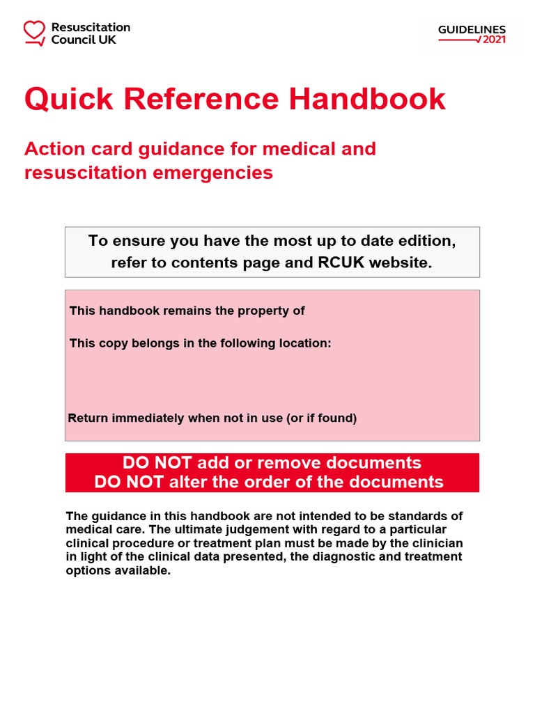 Quick Reference for Cardiac Emergencies | PDF | Cardiac Arrest ...