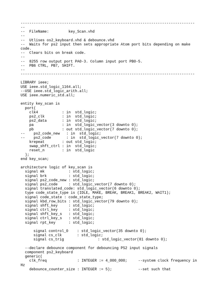 Key Scan VHDL | PDF | Computing | Information And Communications Technology