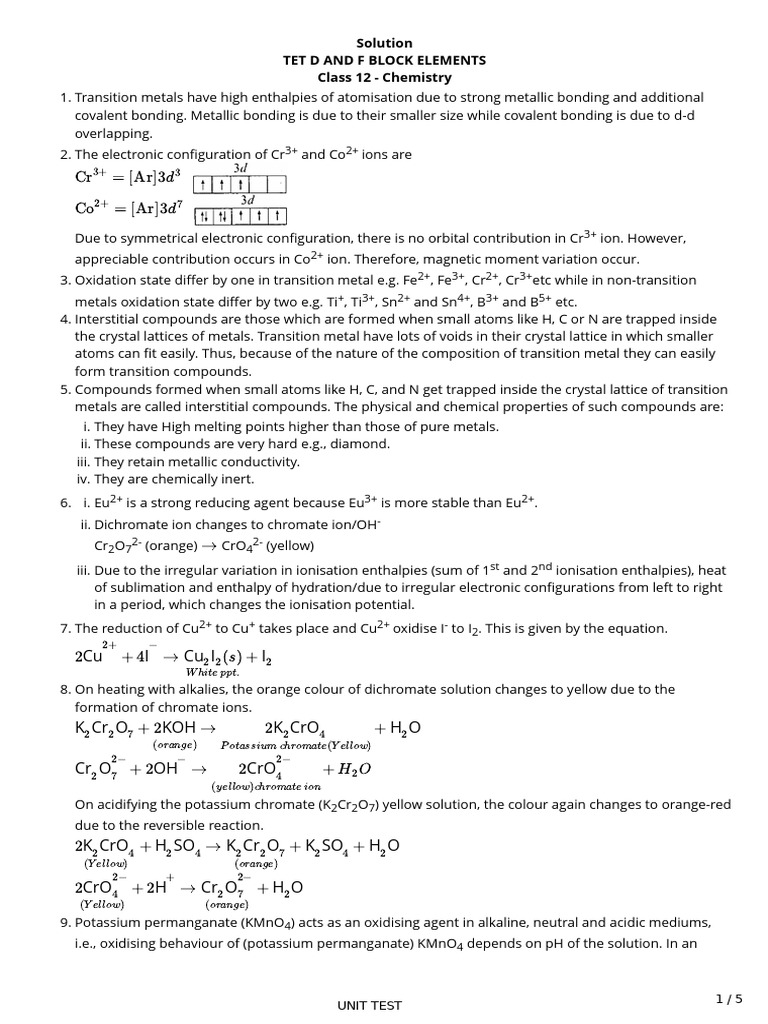 solution-2422156 (2) | PDF | Transition Metals | Electron Configuration
