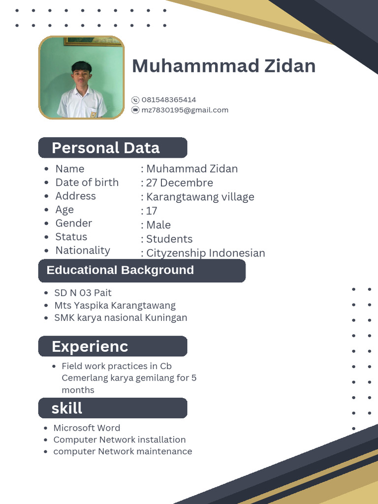 Muhammad Zidan's Educational and Skills Profile | PDF