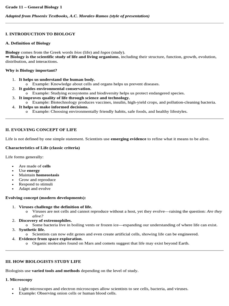 Introduction to General Biology Concepts | PDF | Life | Biology