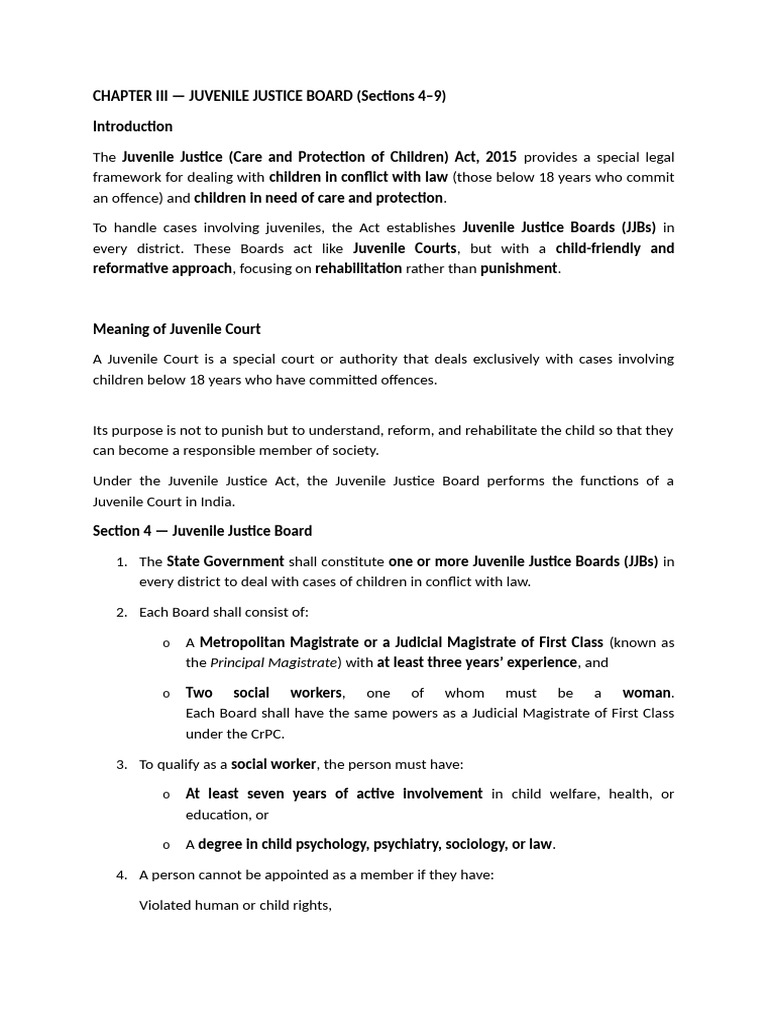 Juvenile Justice Section 4 9 | PDF | Magistrate | Crimes