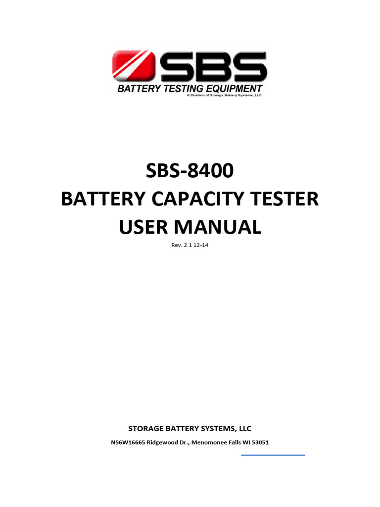 SBS-8400 Battery Capacity Tester Manual | PDF | Frequency Modulation ...