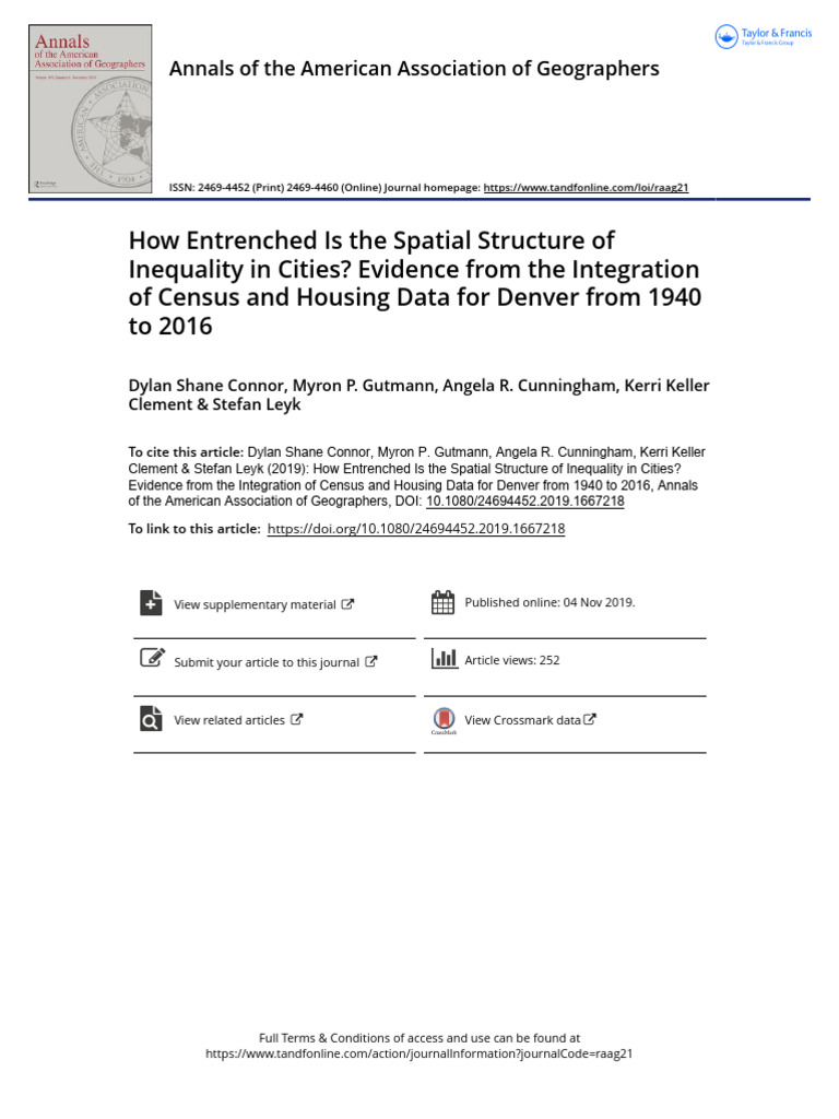 How Entrenched Is The Spatial Structure of Inequality | PDF | Census ...