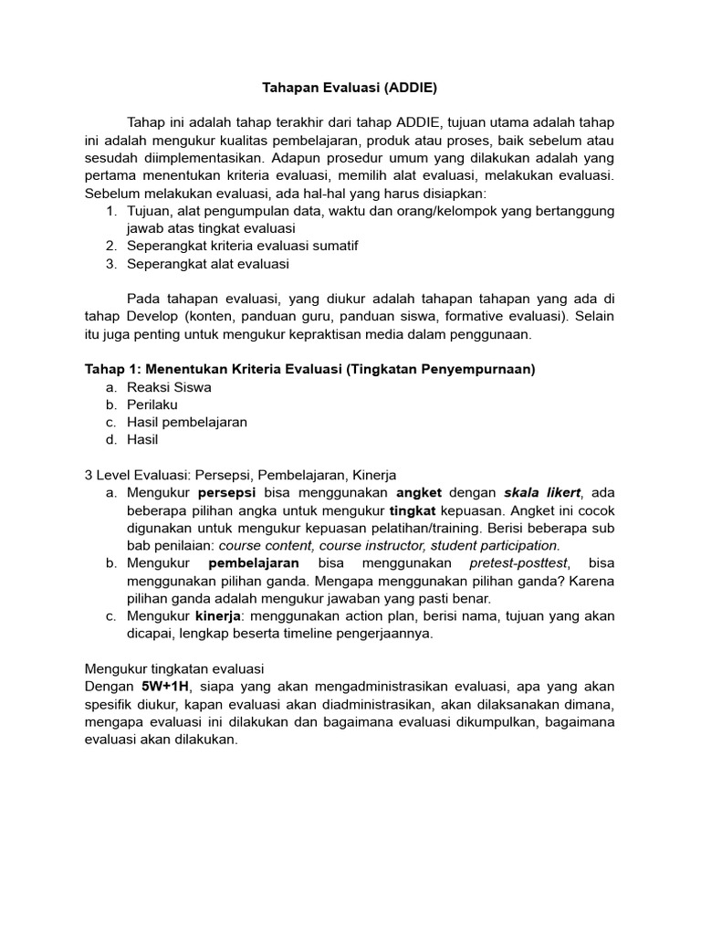 Desain Pembelajaran_ Tahapan Evaluasi (ADDIE) | PDF