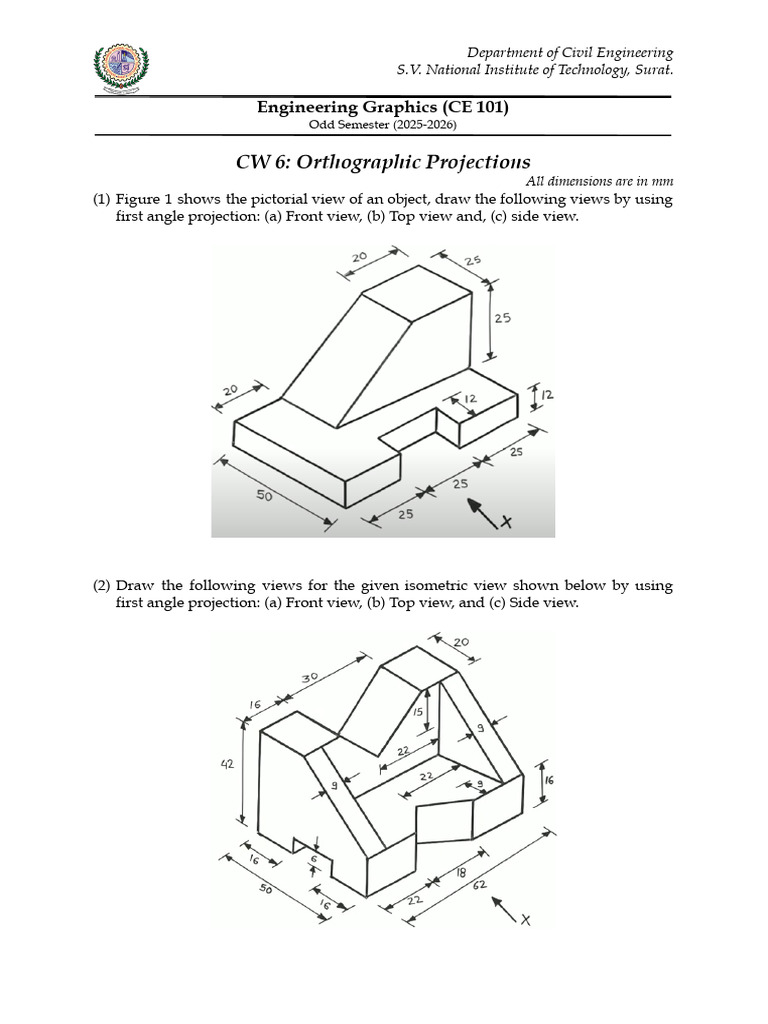 Orthographic Projections Guide CE 101 | PDF