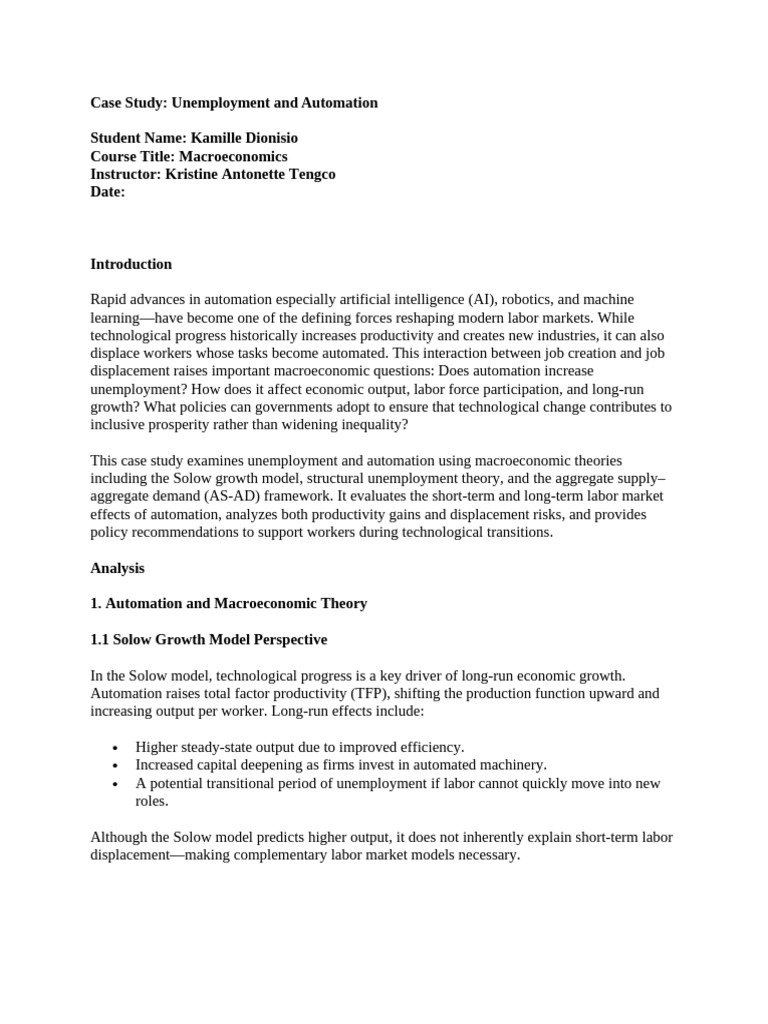 Macro Case Study | PDF | Labour Economics | Unemployment