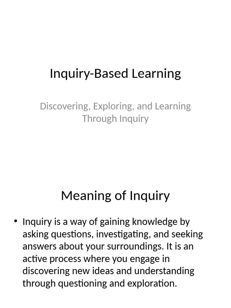 Inquiry-Based Learning Explained | PDF