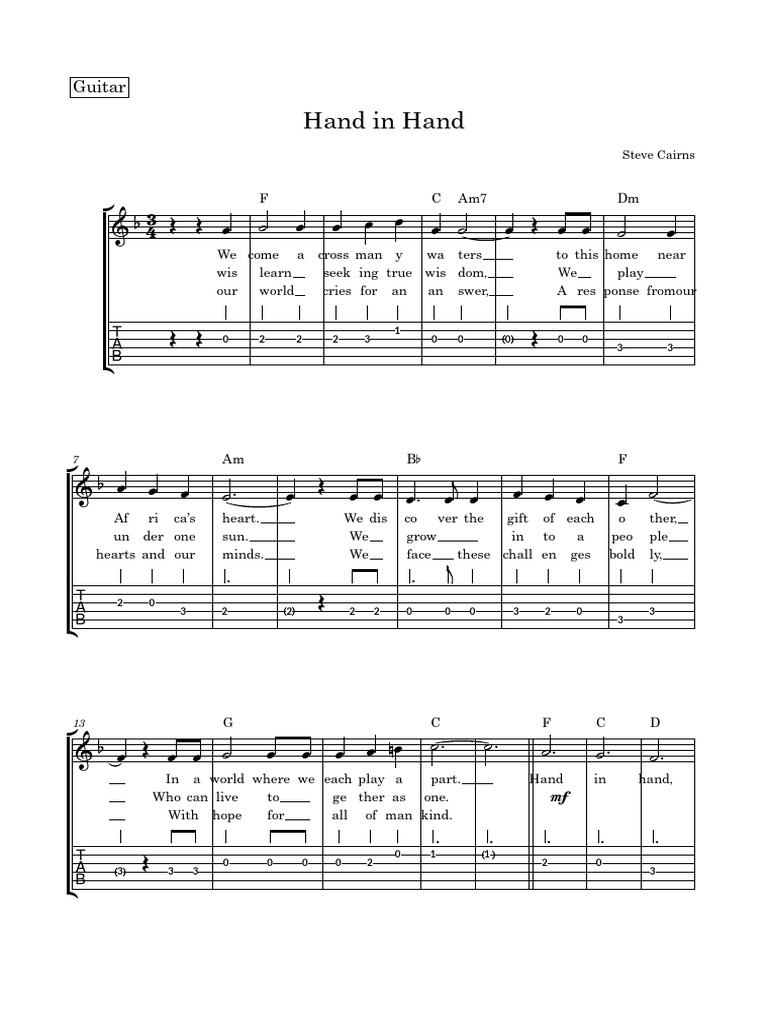 Hand in Hand Guitar Chords and Lyrics | PDF