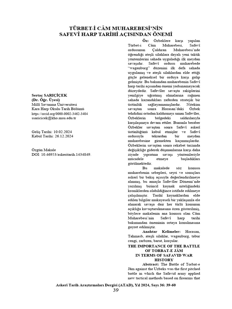 Turbet i Cam Muharebesi Nin Safevi Harp | PDF