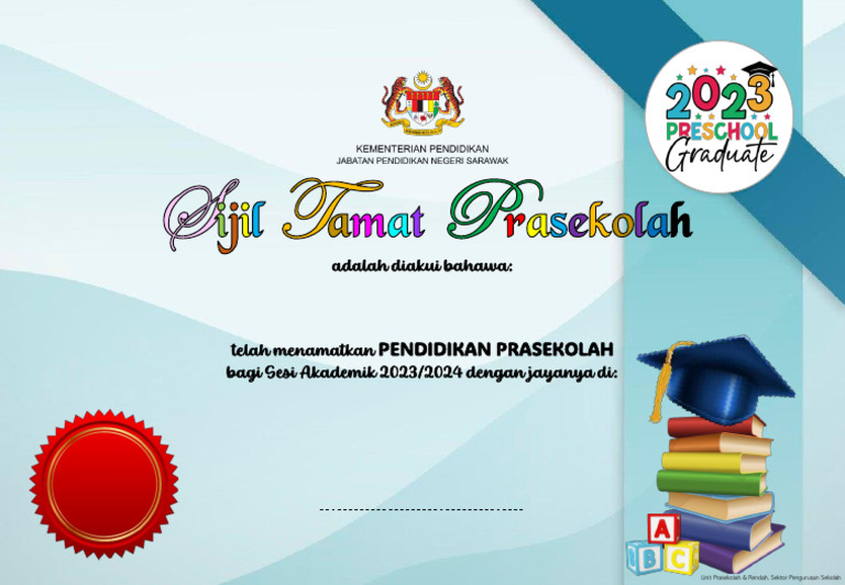 Sijil Tamat Prasekolah 2023 - 1 | PDF